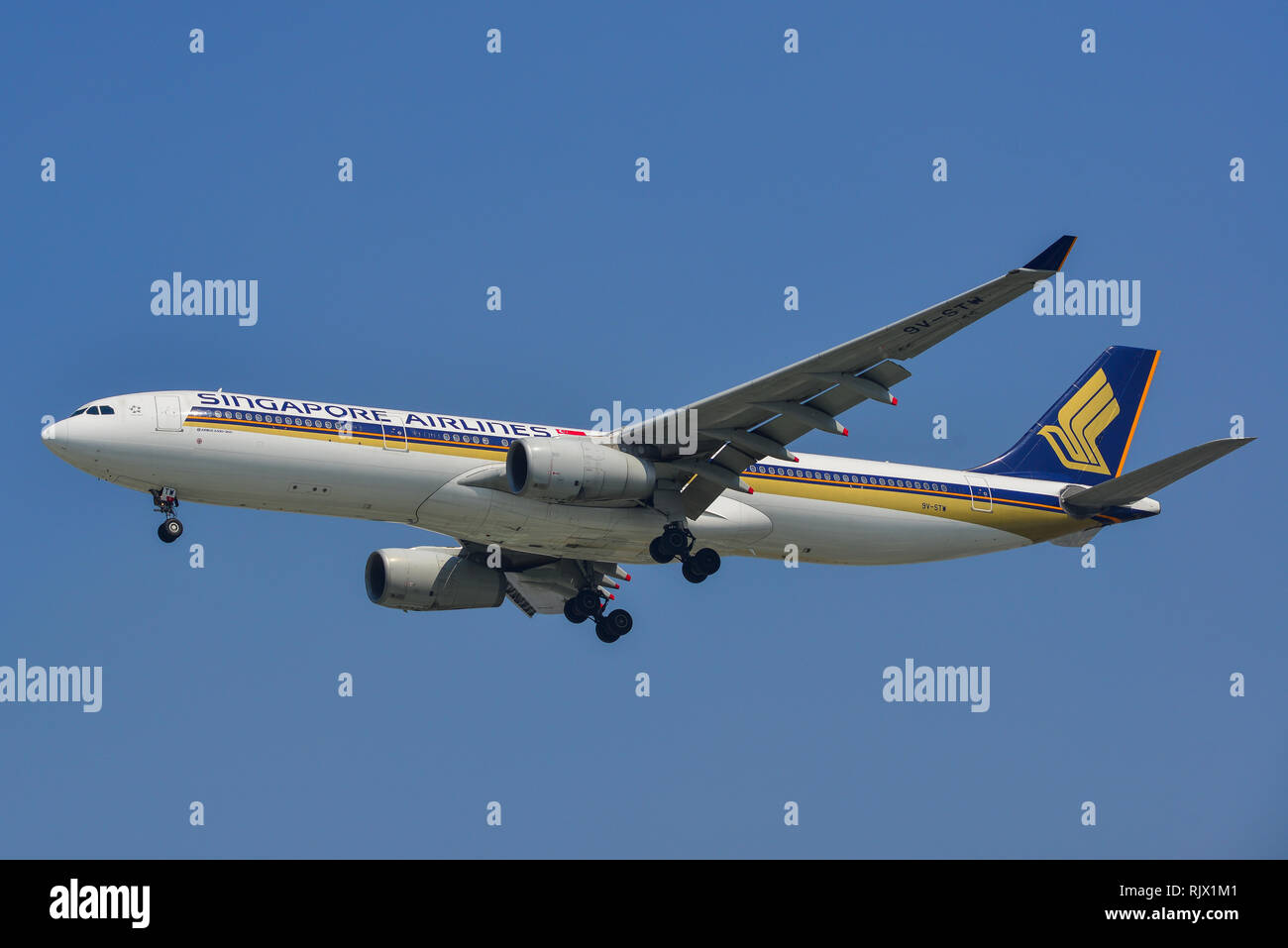 Saigon, Vietnam - Feb 1, 2019. An Airbus A330-300 airplane of Singapore ...
