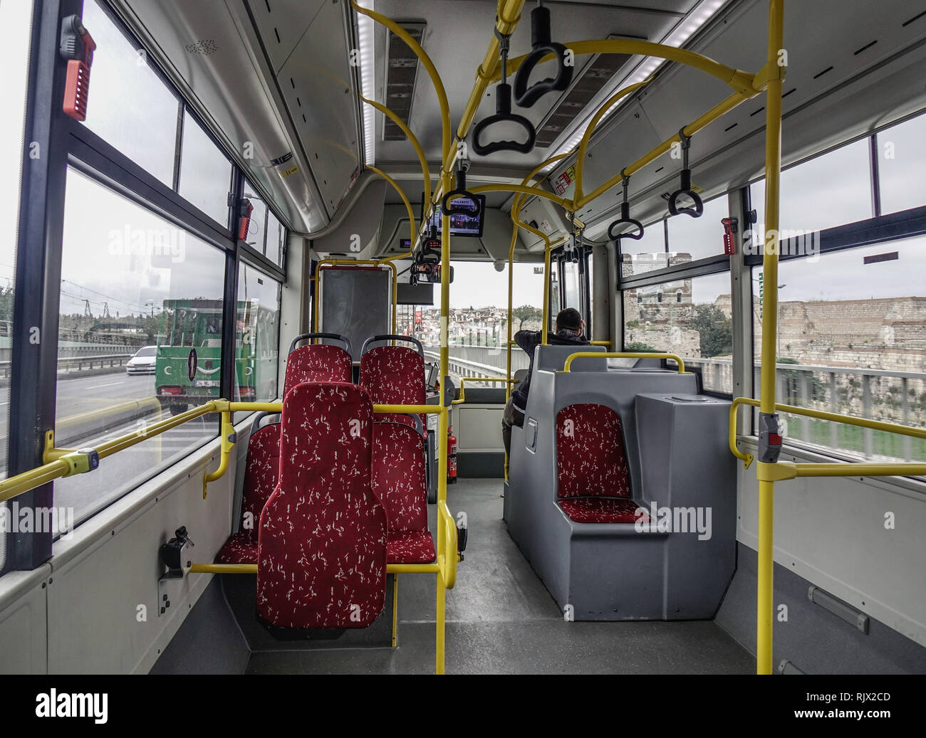 Istanbul, Turkey - Sep 27, 2018. Empty subway train inside in Istanbul ...