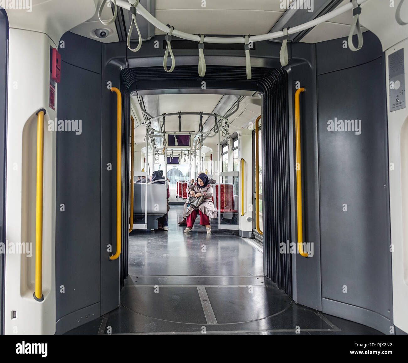 Istanbul, Turkey - Sep 27, 2018. Subway train inside in Istanbul ...