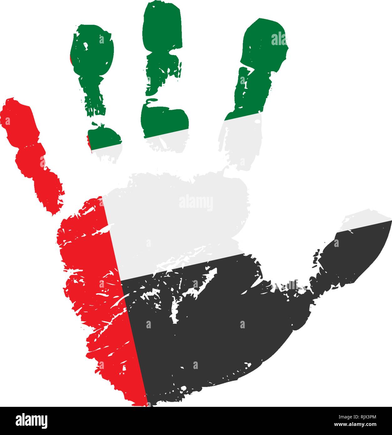 United Arab Emirates flag and hand on white background. Vector ...