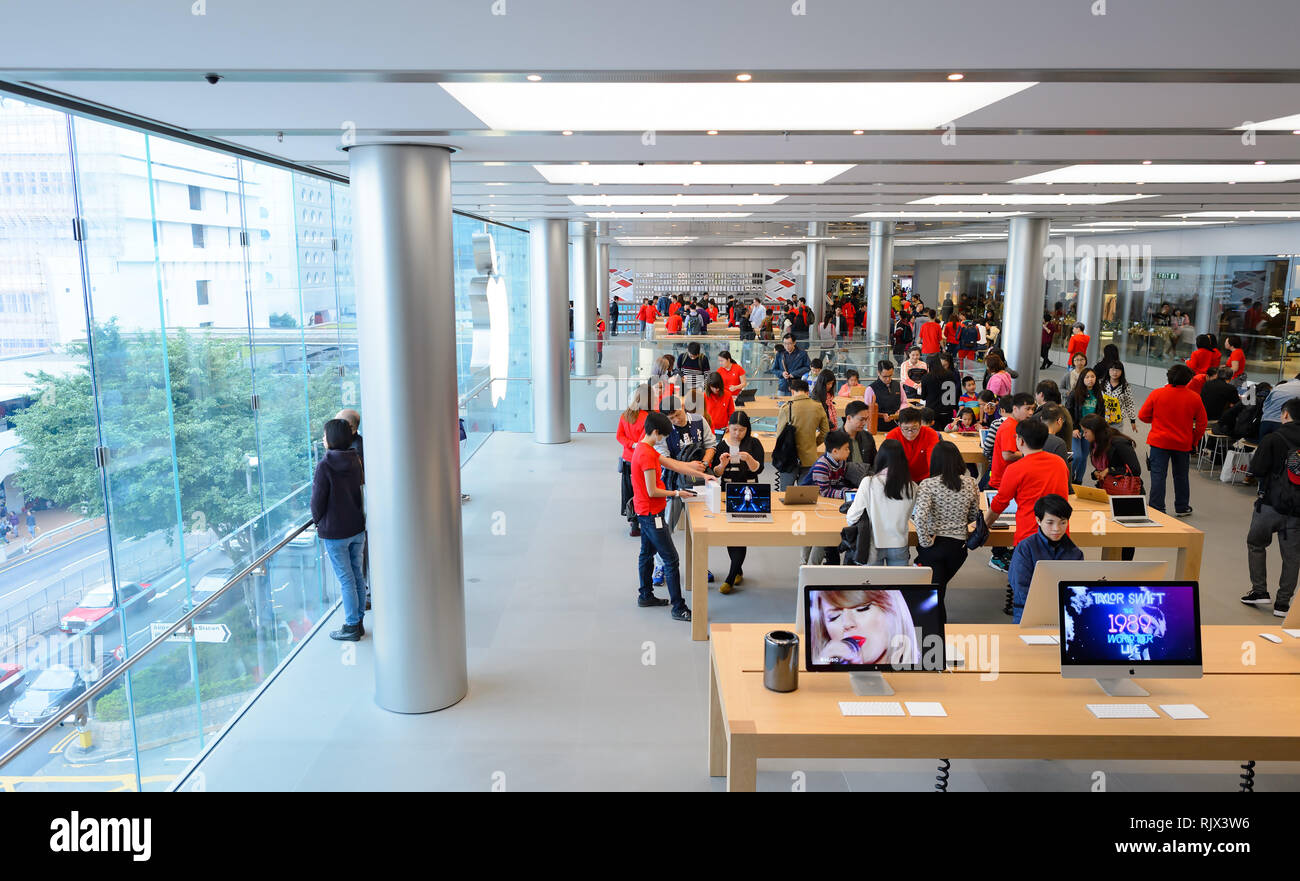 HONG KONG - DECEMBER 25, 2015: interior of Apple store. Apple Inc. is ...