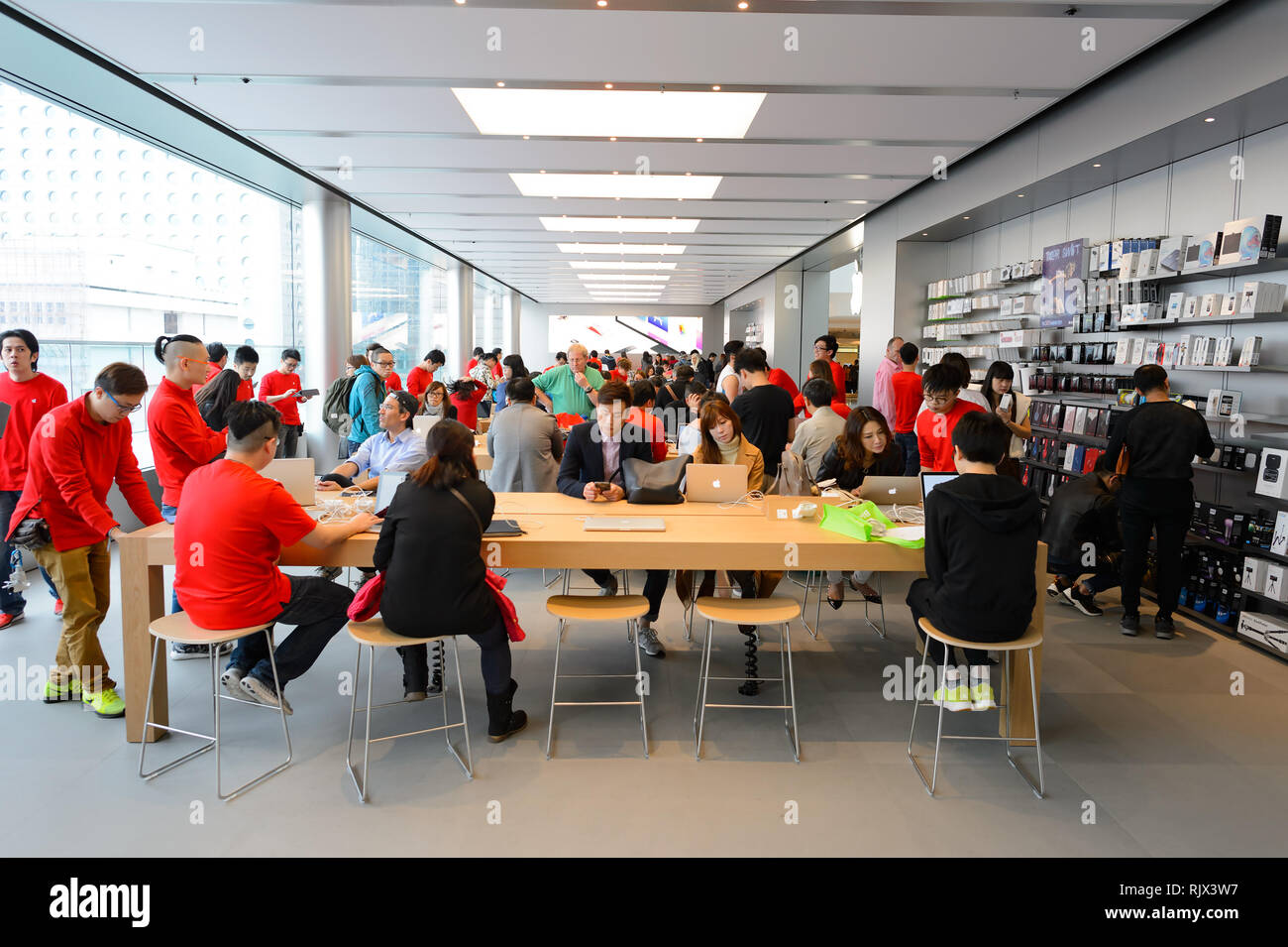 HONG KONG - DECEMBER 25, 2015: interior of Apple store. Apple Inc. is ...