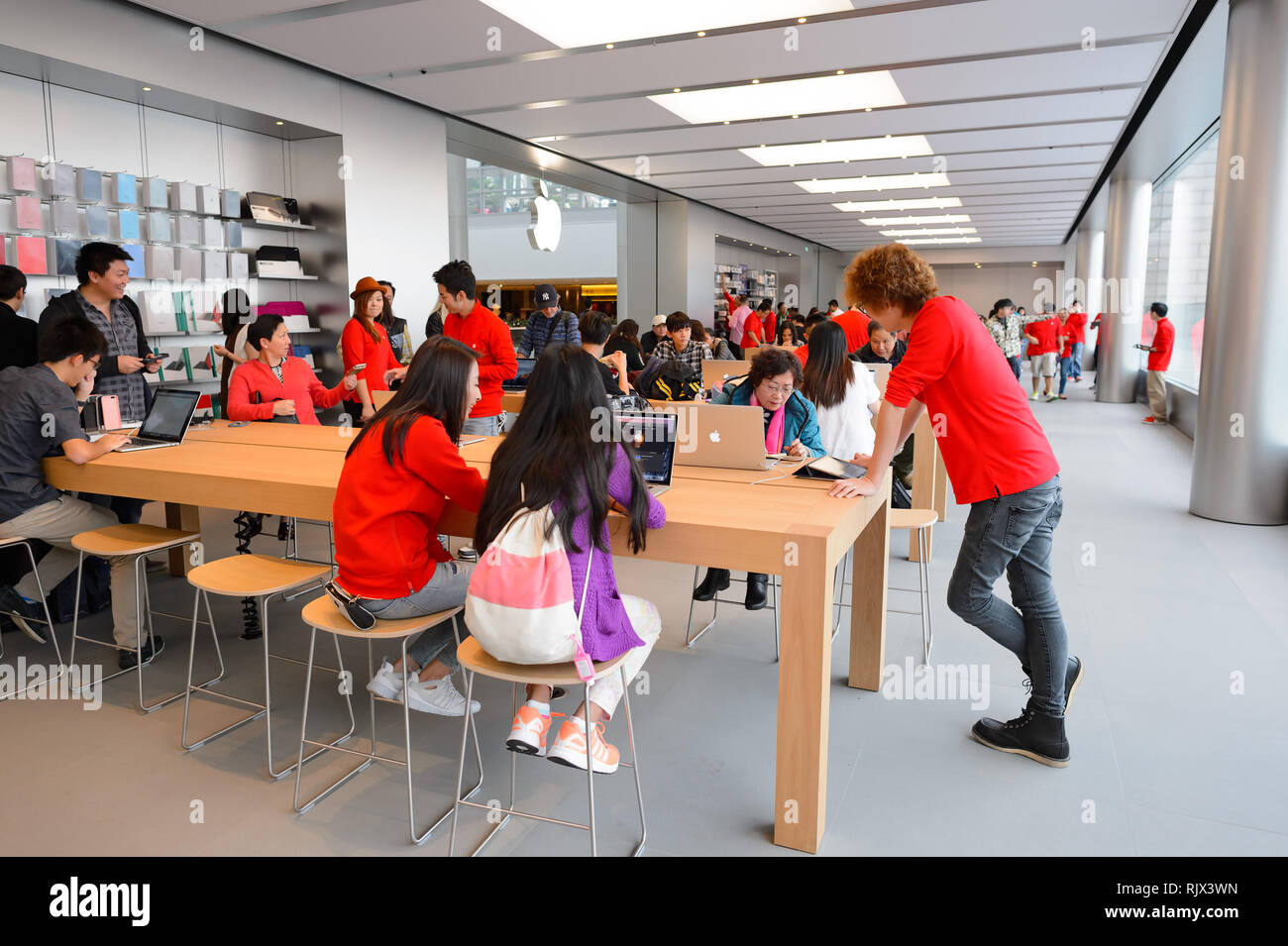 HONG KONG - DECEMBER 25, 2015: interior of Apple store. Apple Inc. is ...