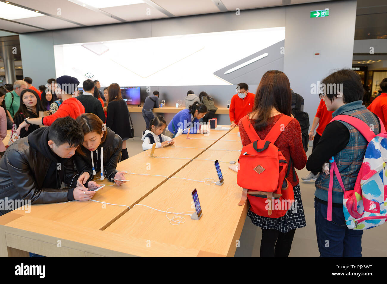 HONG KONG - DECEMBER 25, 2015: interior of Apple store. Apple Inc. is ...