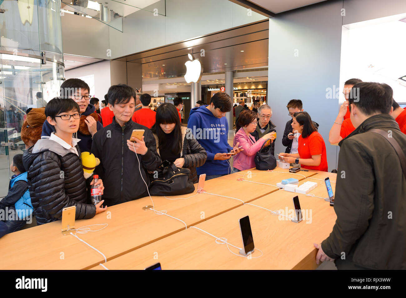 HONG KONG - DECEMBER 25, 2015: interior of Apple store. Apple Inc. is ...
