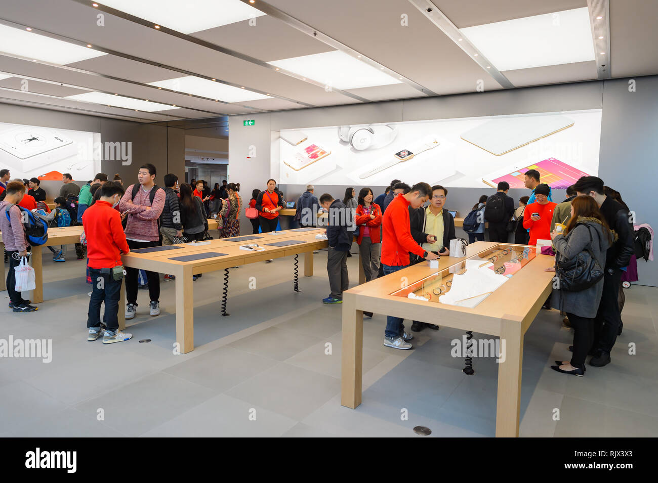HONG KONG - DECEMBER 25, 2015: interior of Apple store. Apple Inc. is ...
