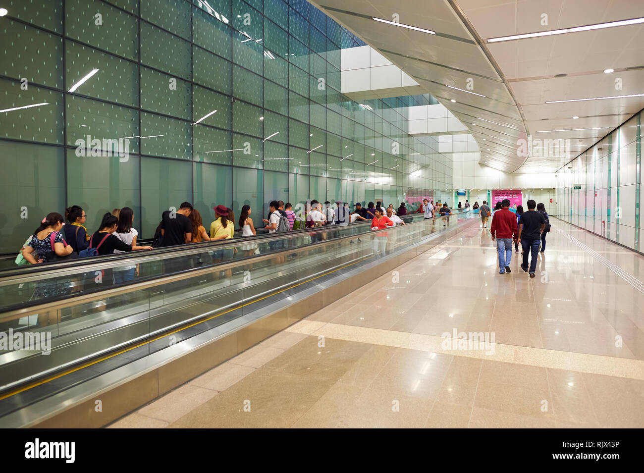 SINGAPORE - NOVEMBER 07, 2015: interior of MRT station. The Mass Rapid ...