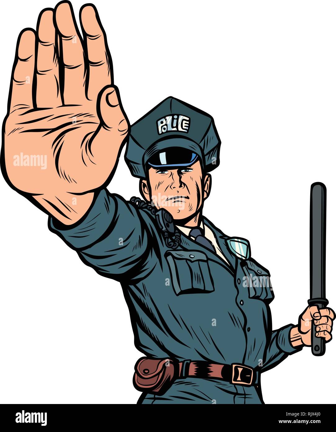 police officer stop gesture. isolate on white background Stock Vector ...