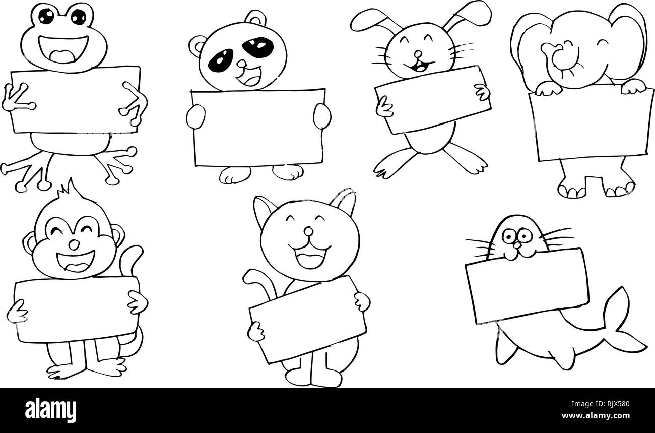 Funny animals Holding A Banner Stock Photo - Alamy