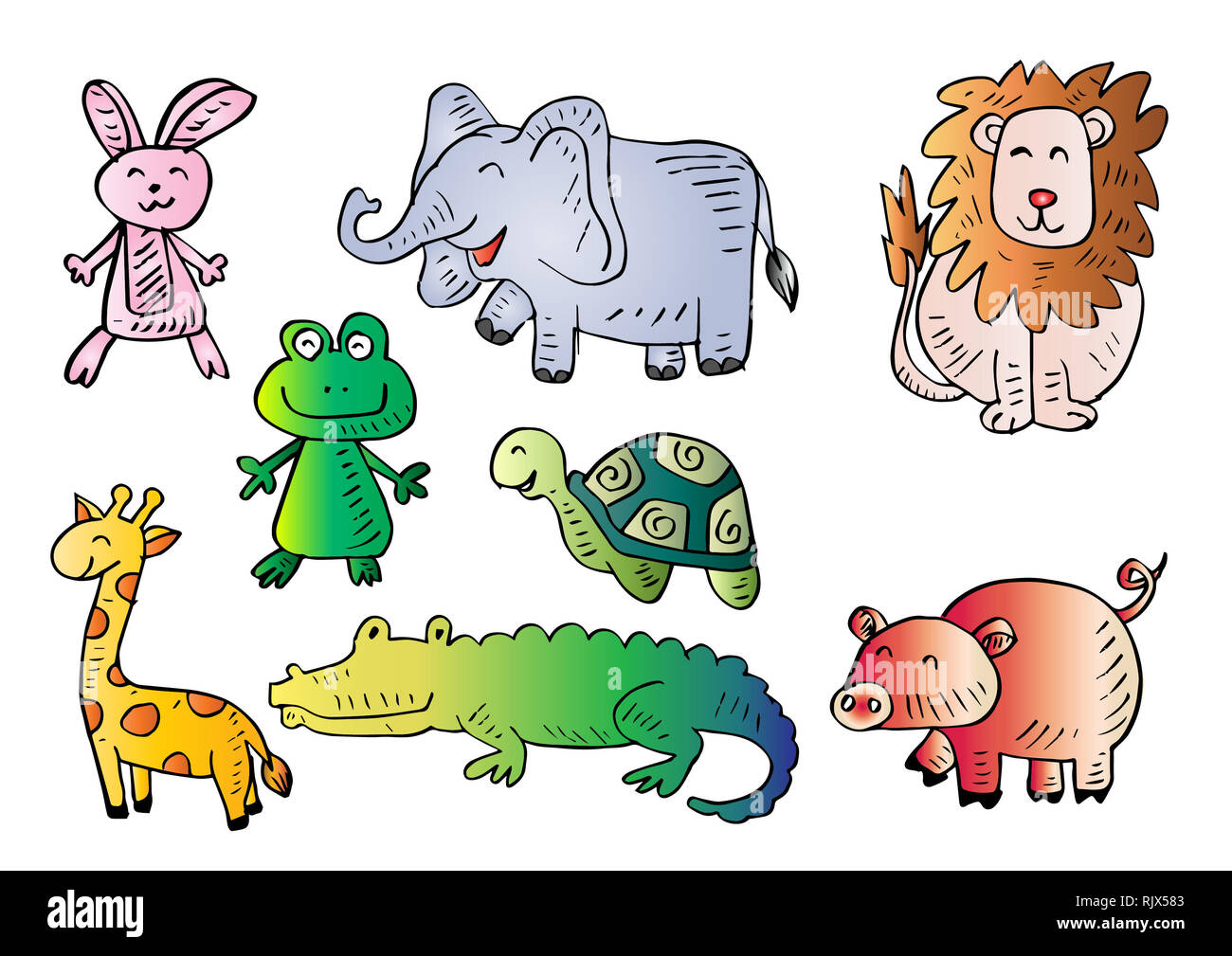 Baby elephant cartoon illustration Cut Out Stock Images & Pictures - Alamy