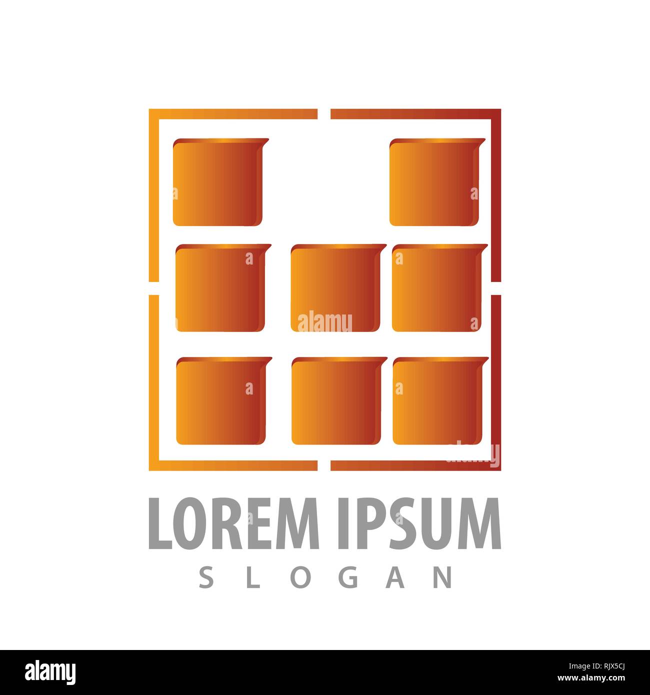 Digital square brown logo concept design. Symbol graphic template ...