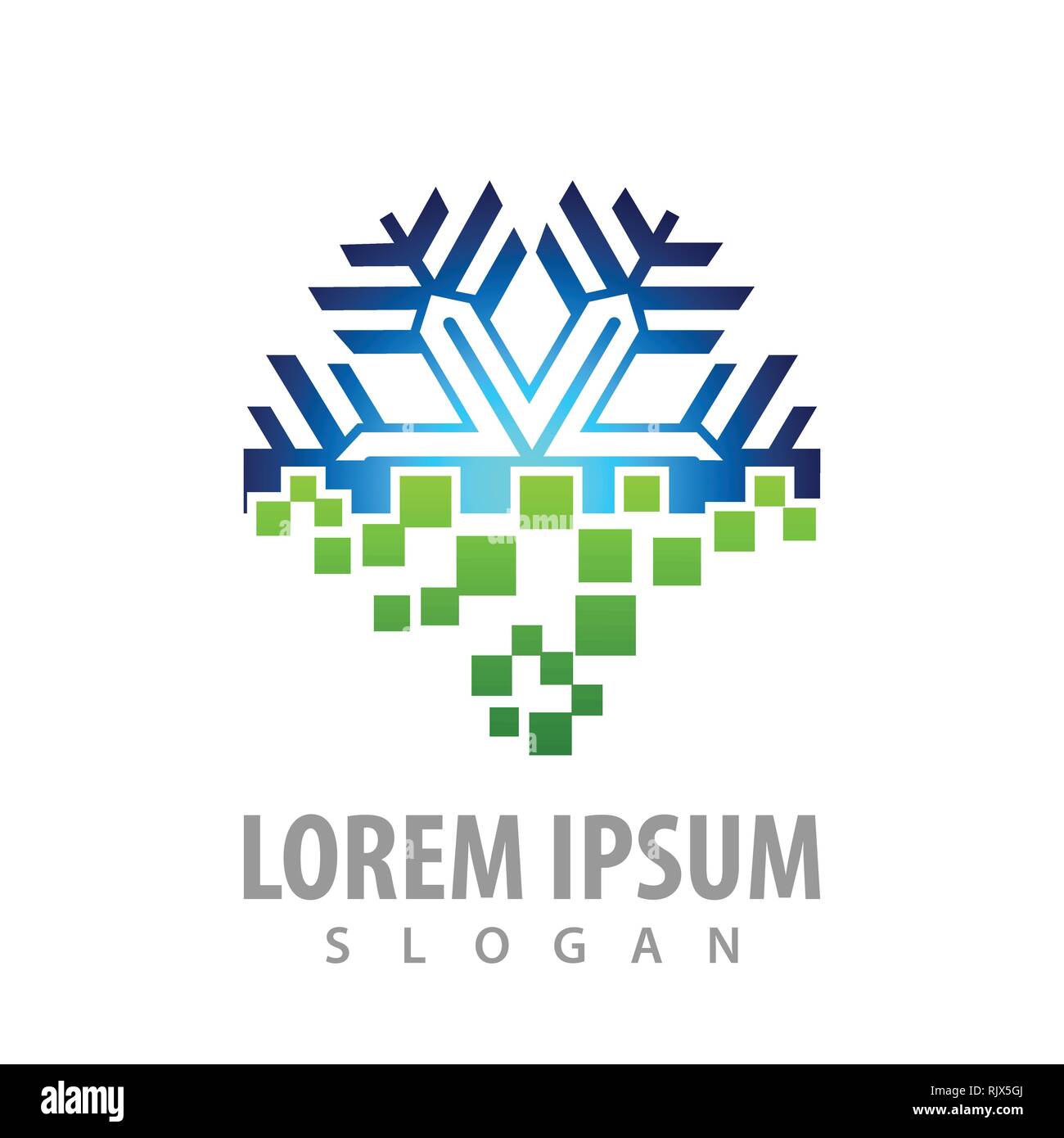 Digital snowflake logo concept design. Symbol graphic template element ...