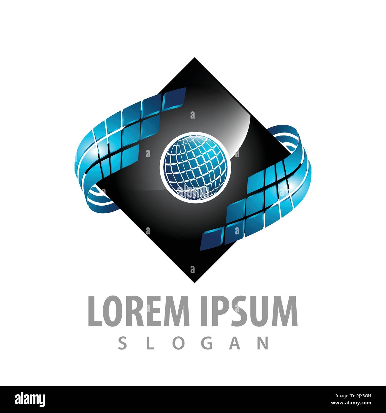 Digital world square logo concept design. Symbol graphic template ...