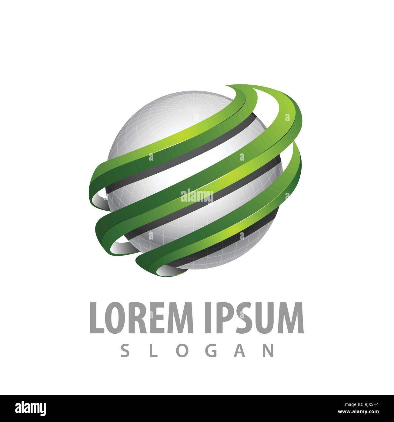 Green rotate sphere logo concept design. Symbol graphic template ...