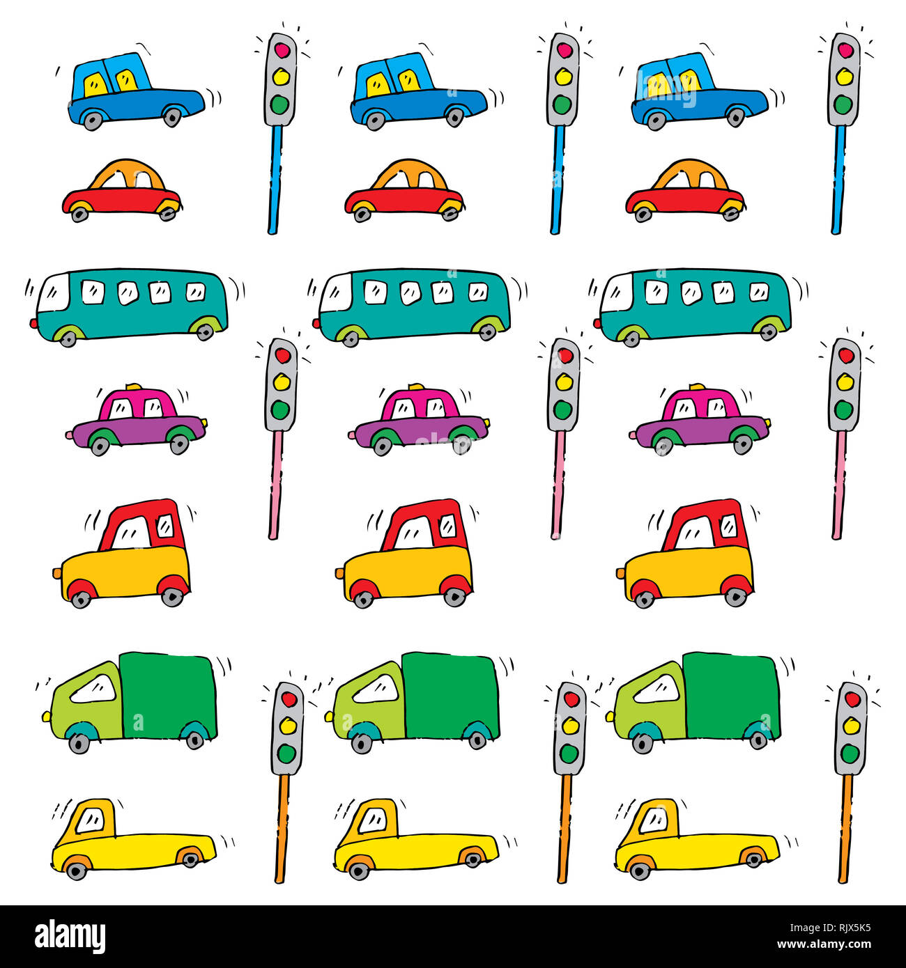 Cartoon of Cute Cars Pattern Stock Photo - Alamy