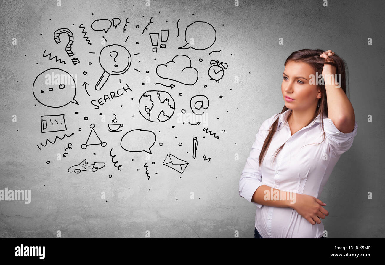 Young person thinking with office problems concept Stock Photo - Alamy