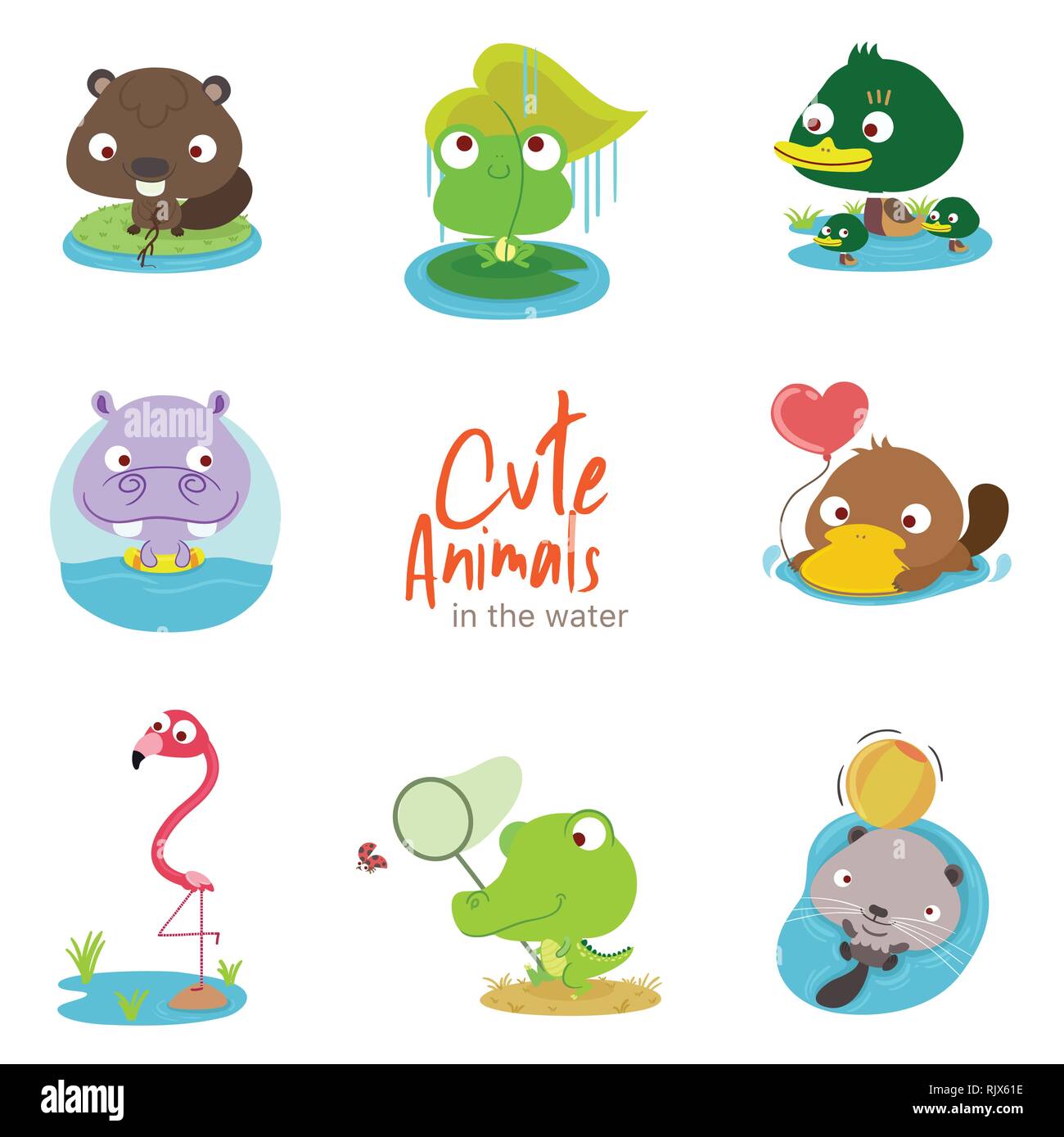 Cute duck children birthday Stock Vector Images - Alamy