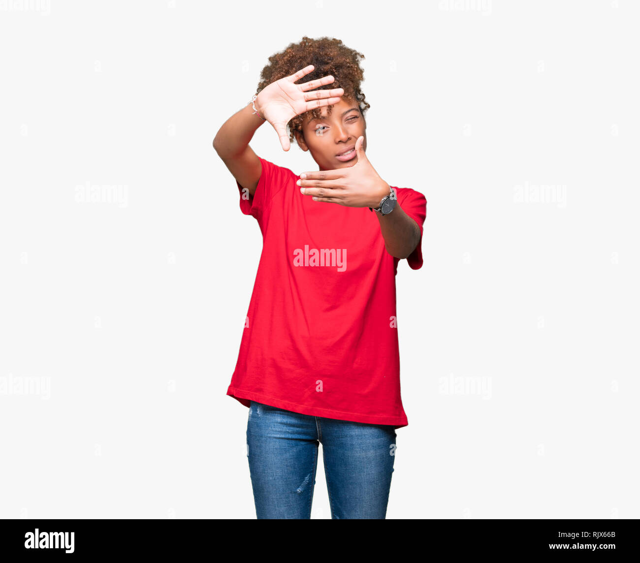 Beautiful young african american woman over isolated background Smiling ...