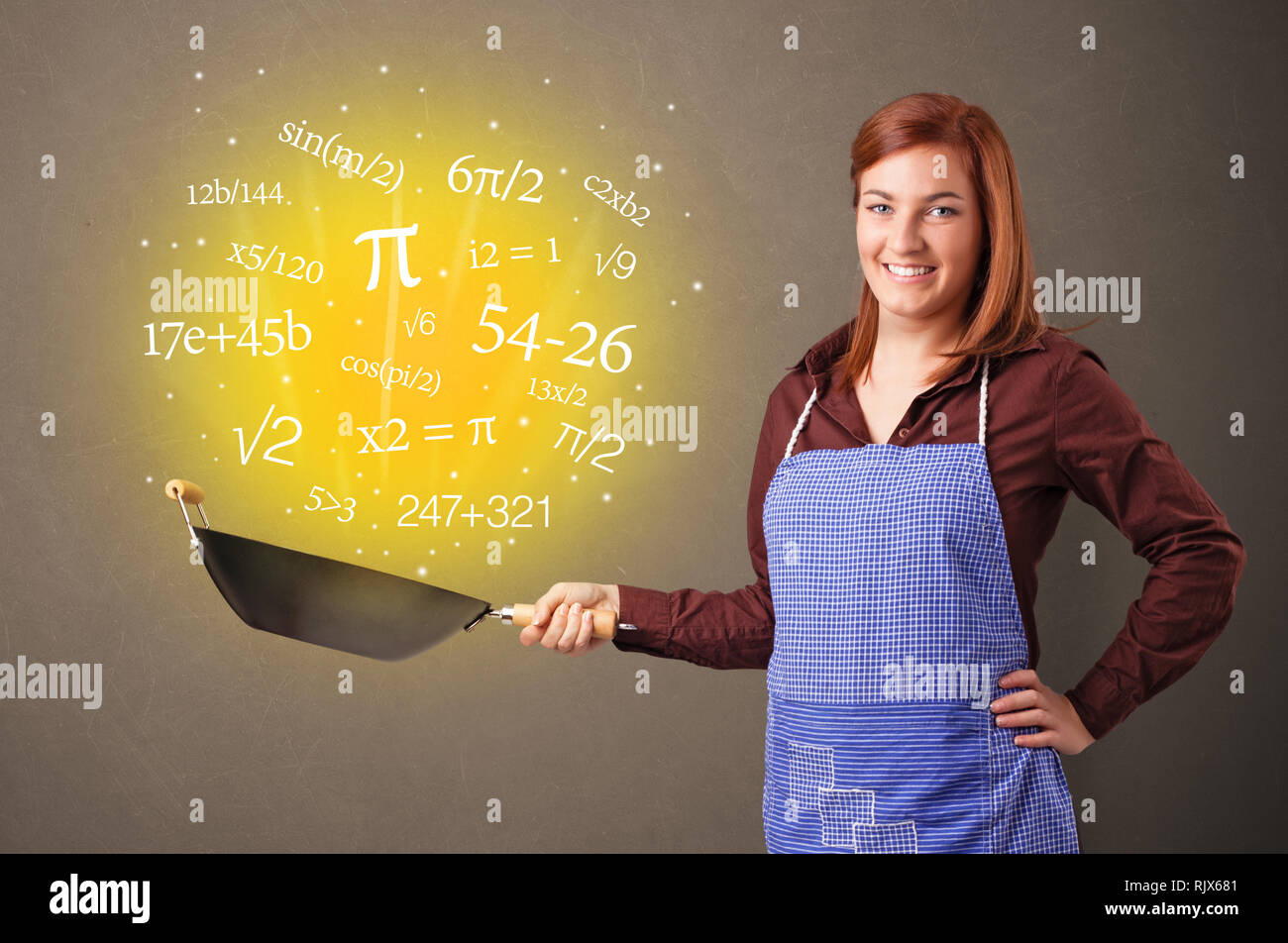 Person cooking numbers and mathematical staffs Stock Photo - Alamy