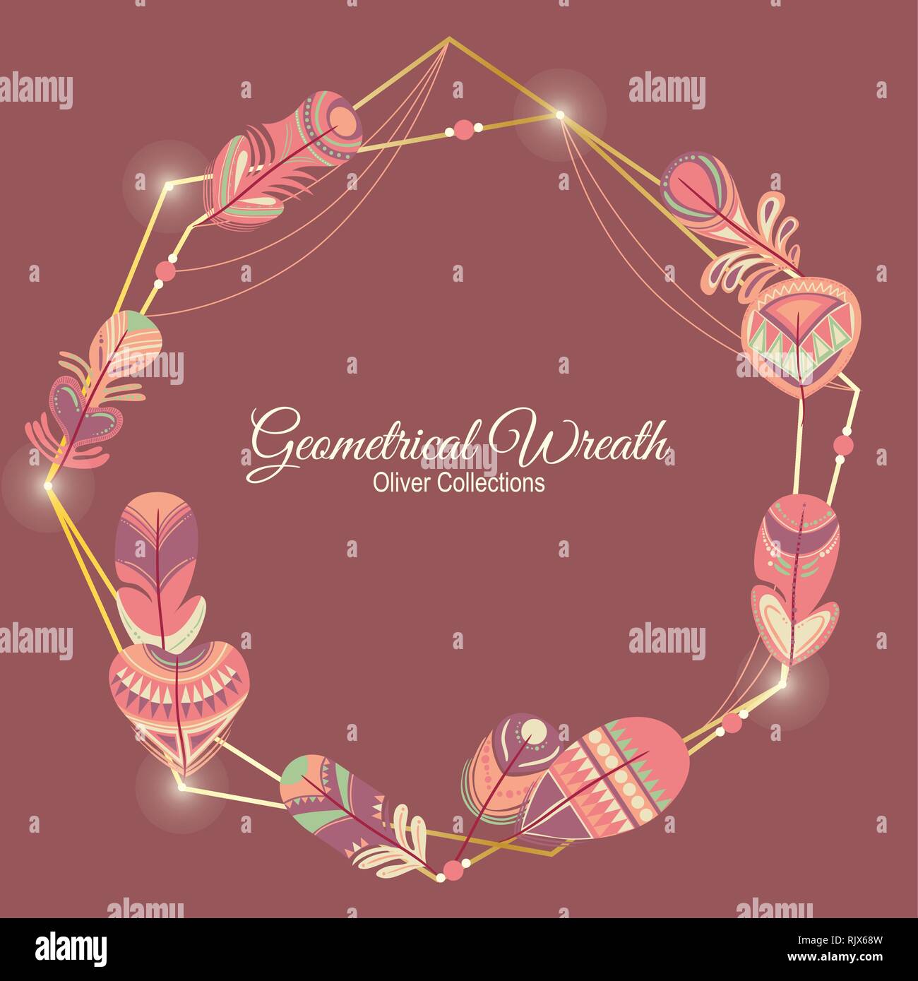 geometric wreath feathers Stock Vector Image & Art - Alamy