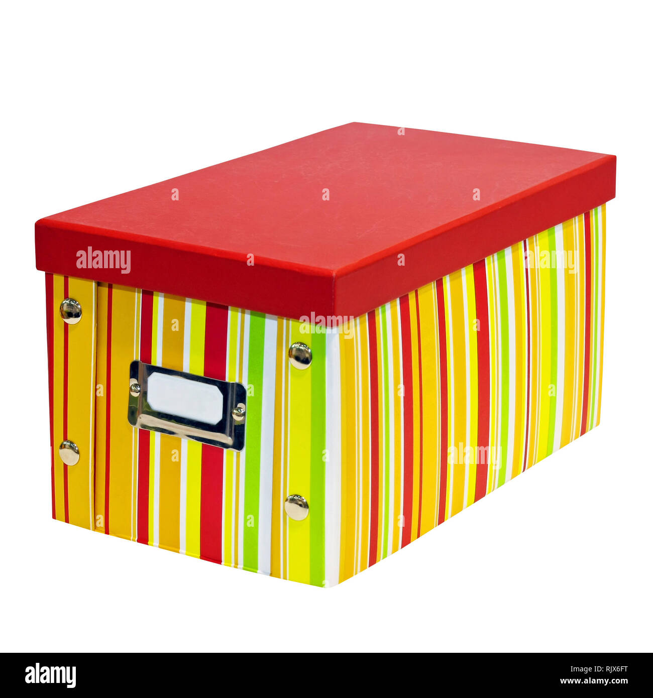 Cardboard box with straps isolated including clipping path Stock Photo ...
