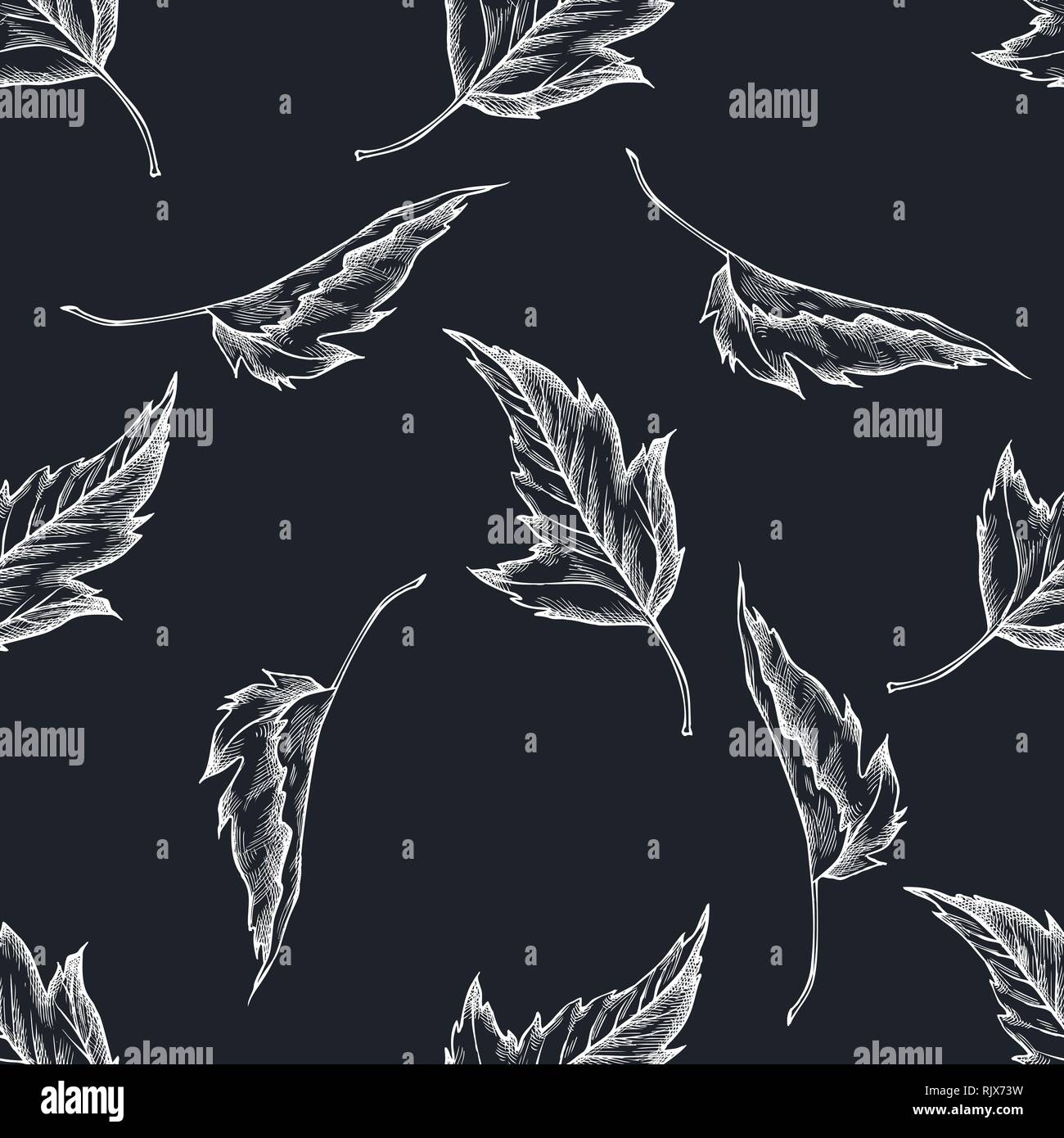 Seamless pattern with hand drawn chalk maple Stock Vector Image & Art ...