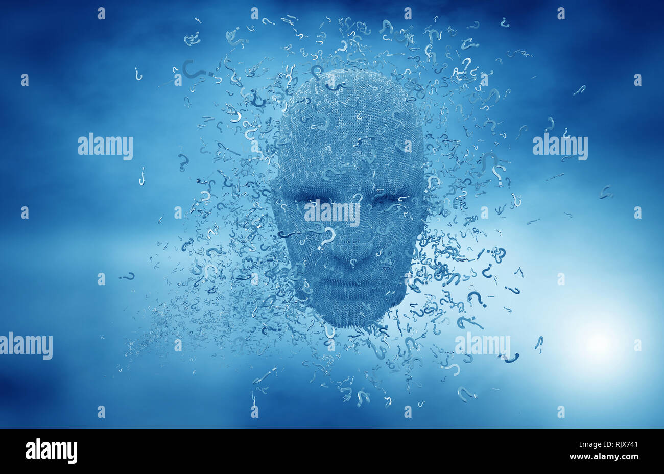 Modern technology concept wih cyber robot face. Mixed media Stock Photo ...