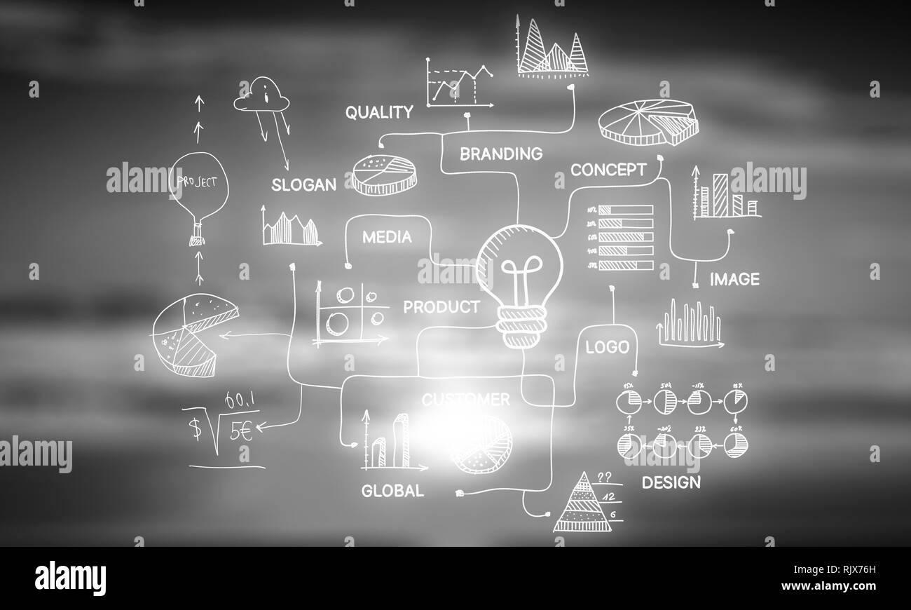 Business planning and strategy sketches on natural background Stock ...