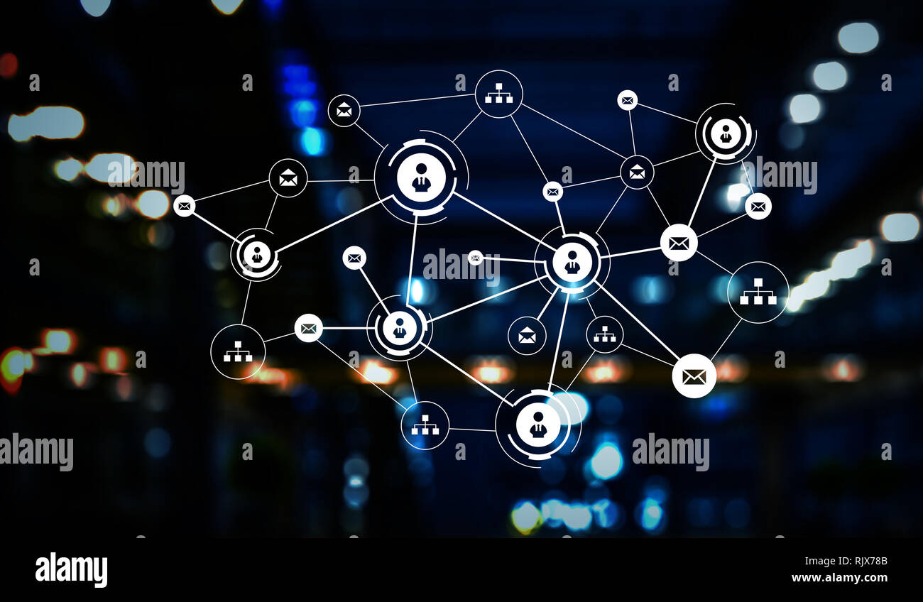 Abstract global technology concept background with lines and graphs. 3d ...