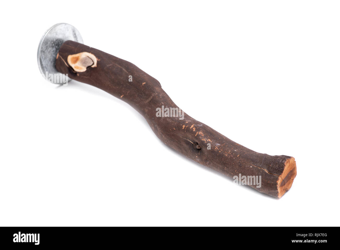 Natural Wood Cage Perch for Parrots isolated on white background Stock ...