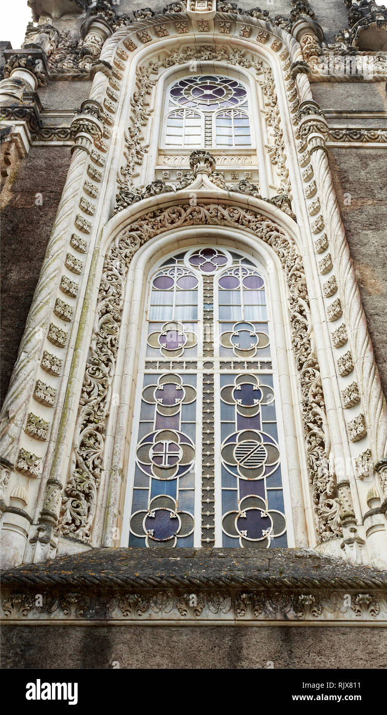 Window in the Neo-Manueline architectural style of the Palace Hotel of ...