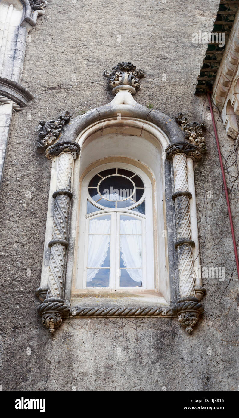 Window in the Neo-Manueline architectural style of the Palace Hotel of ...