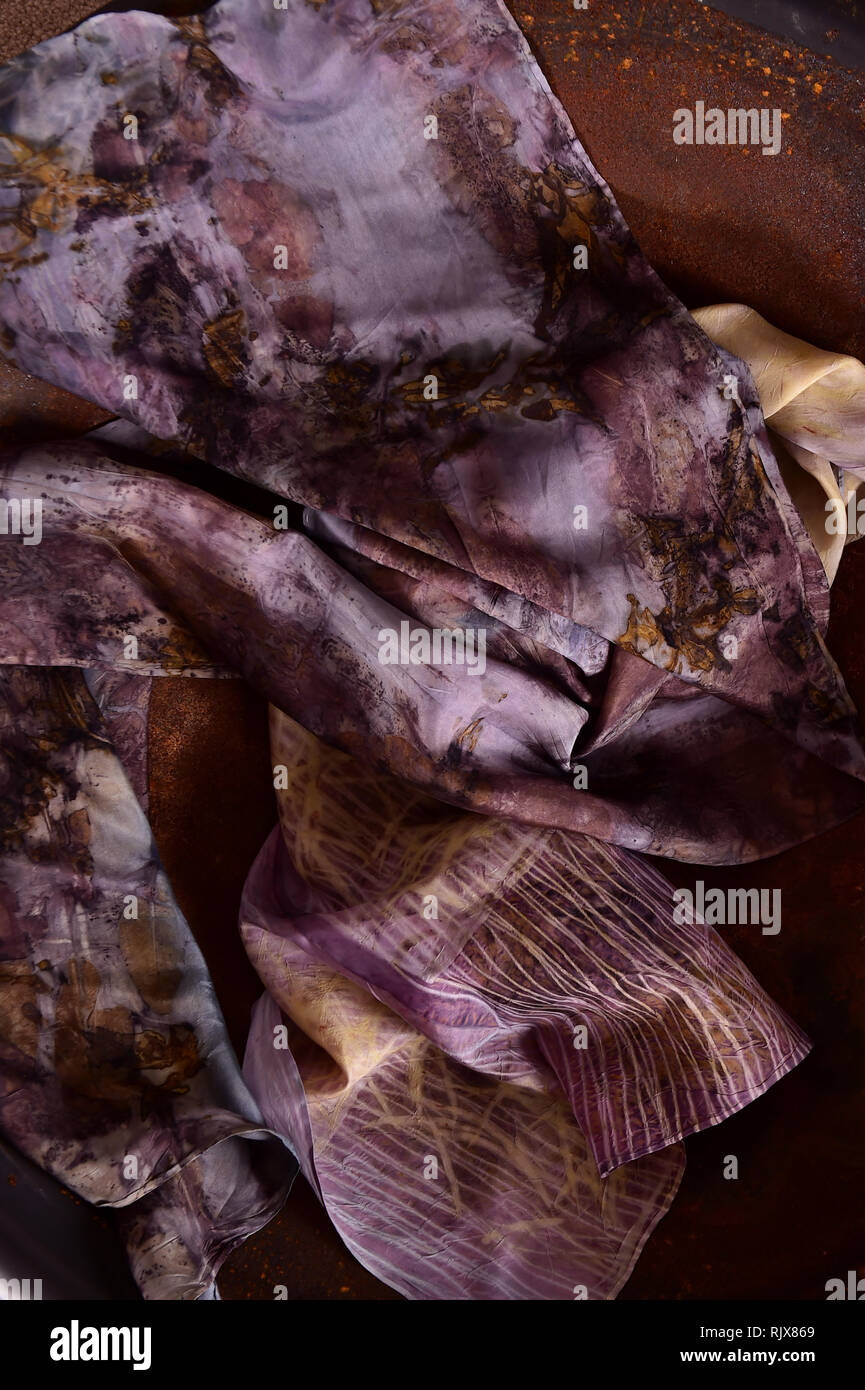 Eco dye silk scarf Stock Photo - Alamy