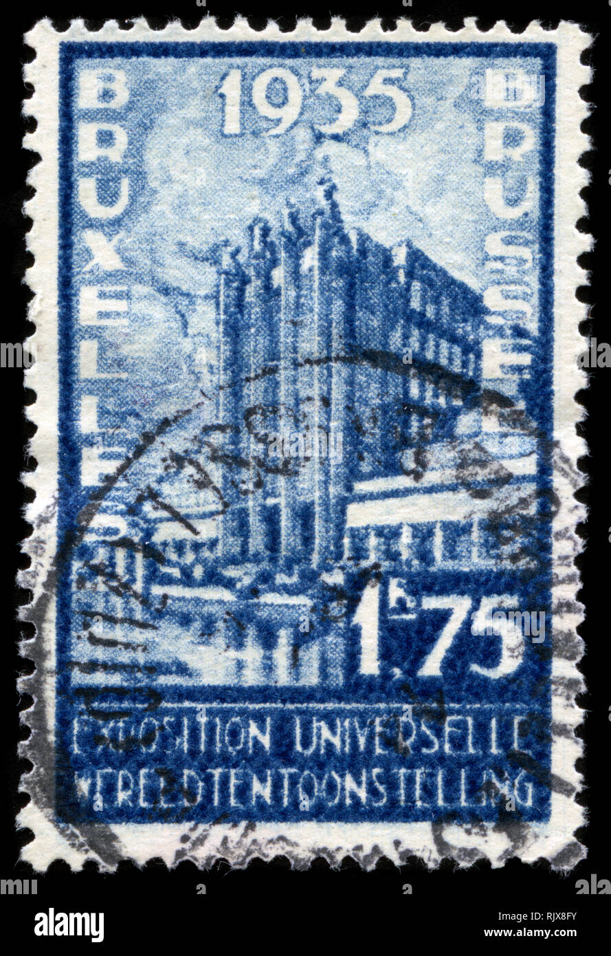 Postage stamp from Belgium in the World Exhibition Brussels series ...