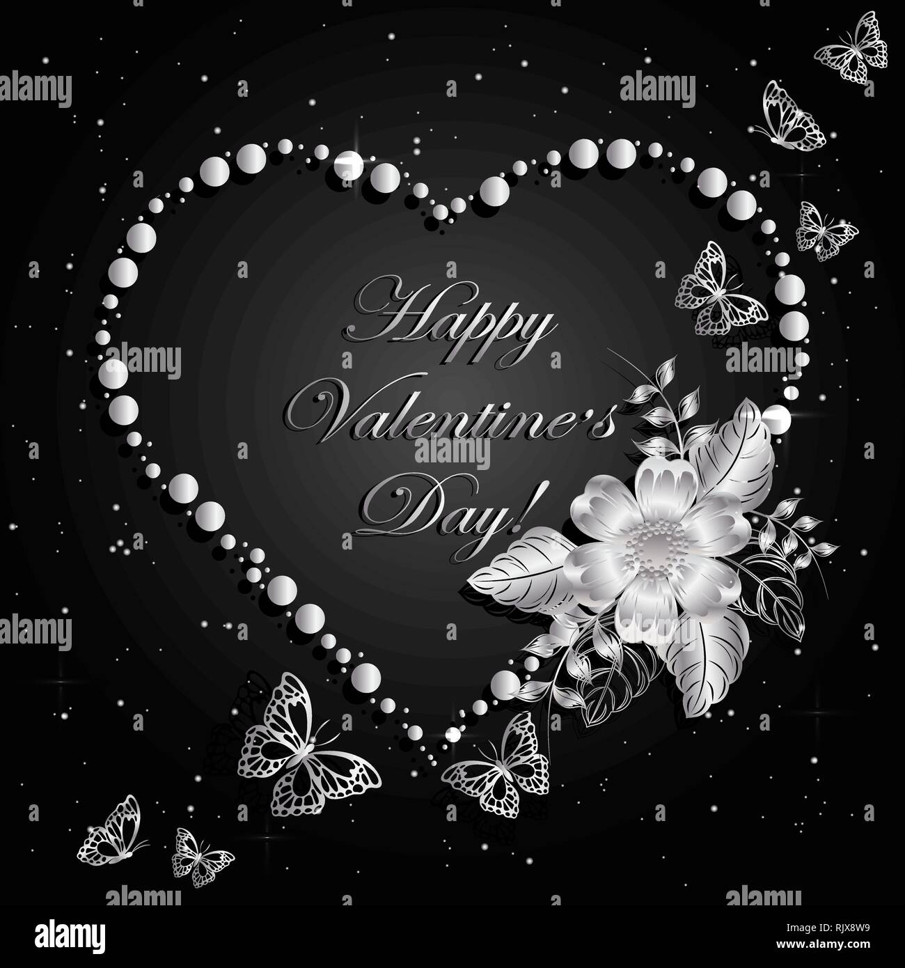 Flower heart butterfly in Stock Vector Images - Alamy