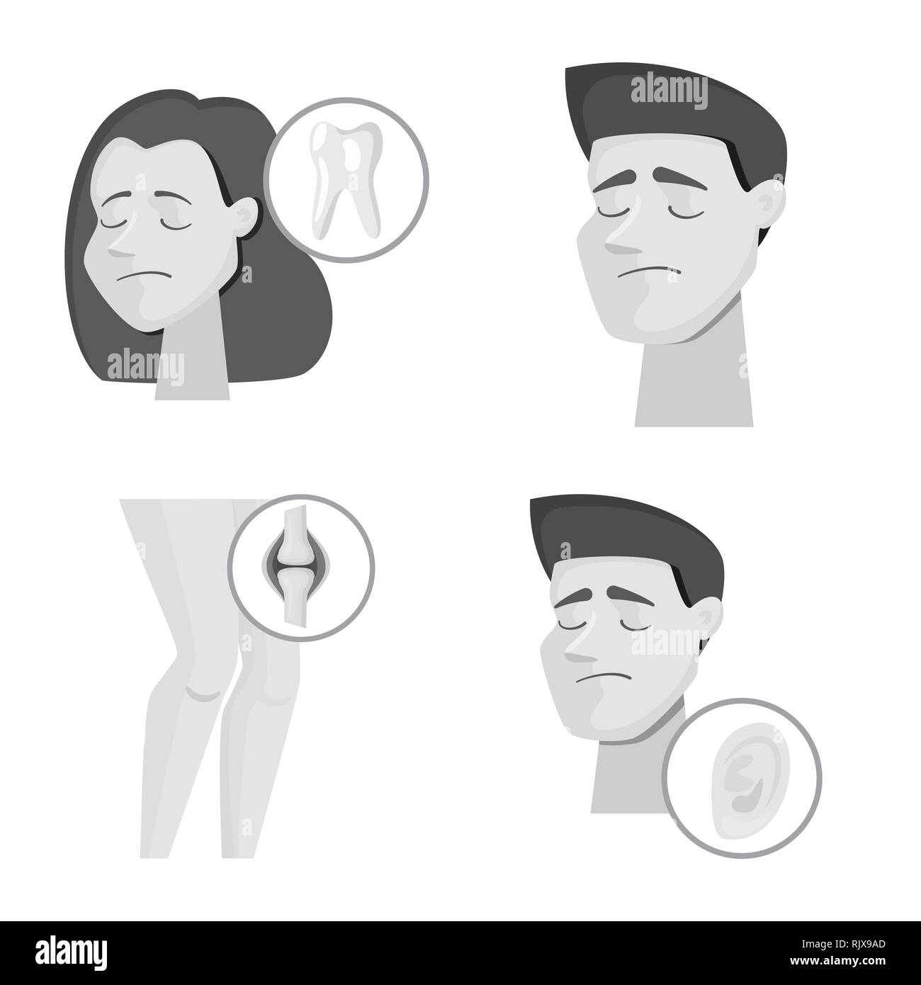 Vector design of suffering and injury icon. Collection of suffering and ...
