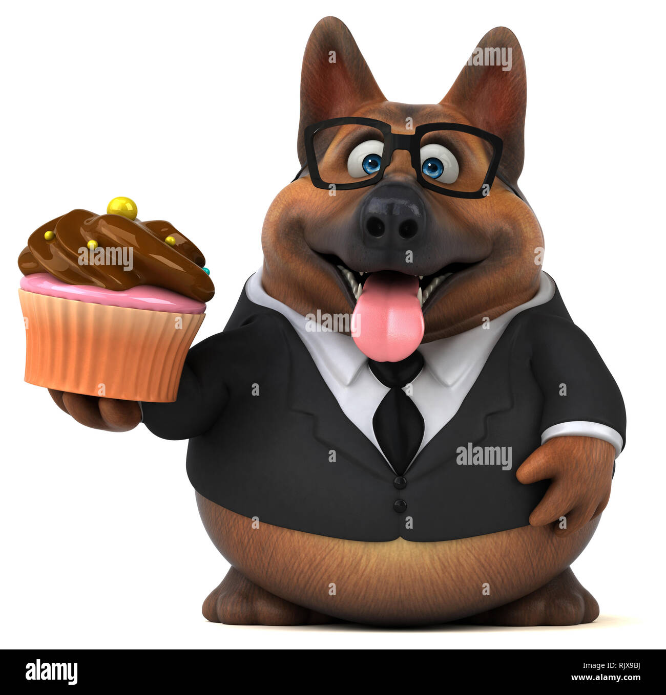 Fun german shepherd dog - 3D Illustration Stock Photo - Alamy