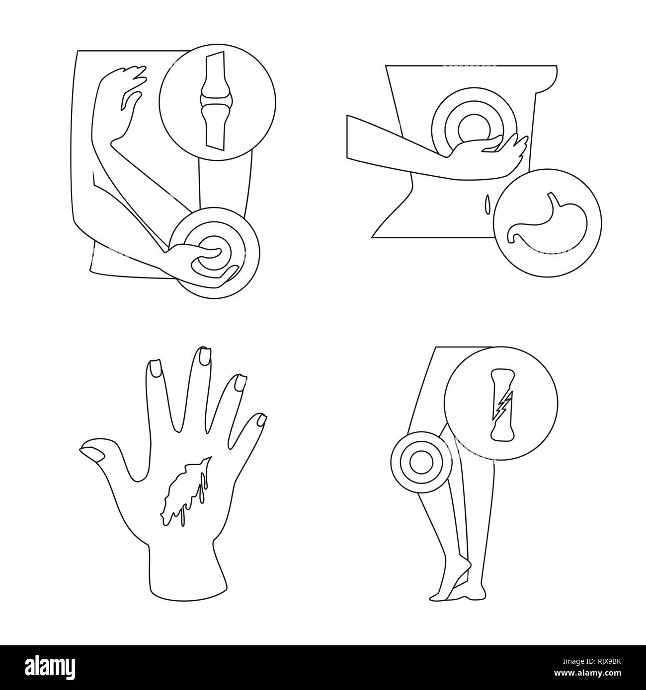 Vector design of bone and inflammation sign. Collection of bone and ...