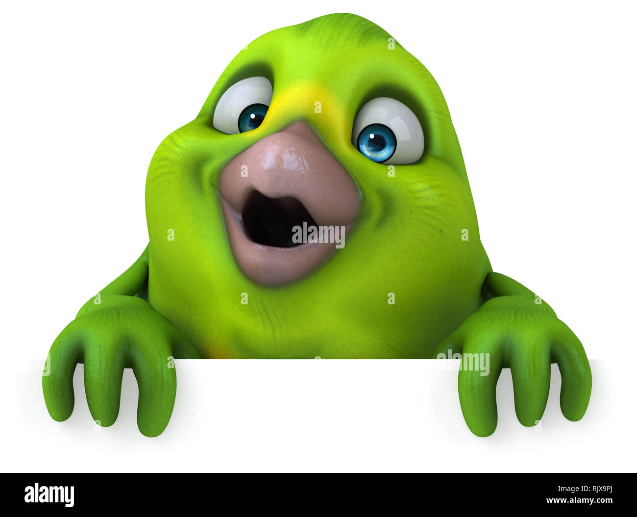 Fun green bird - 3D Illustration Stock Photo - Alamy
