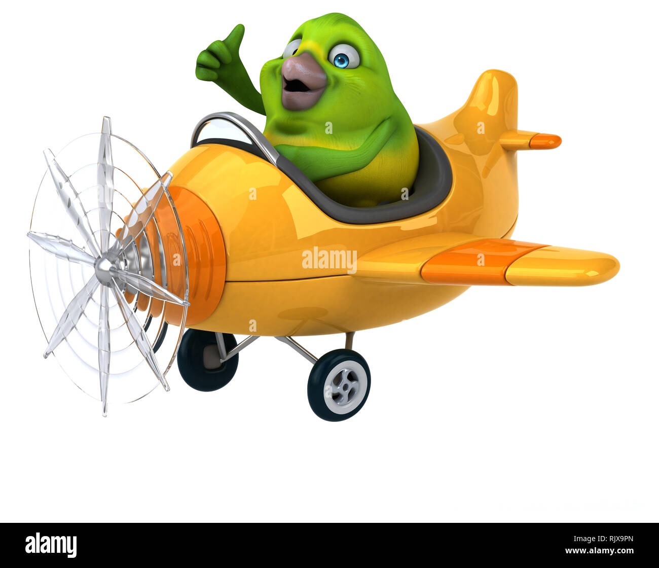 Fun green bird - 3D Illustration Stock Photo - Alamy