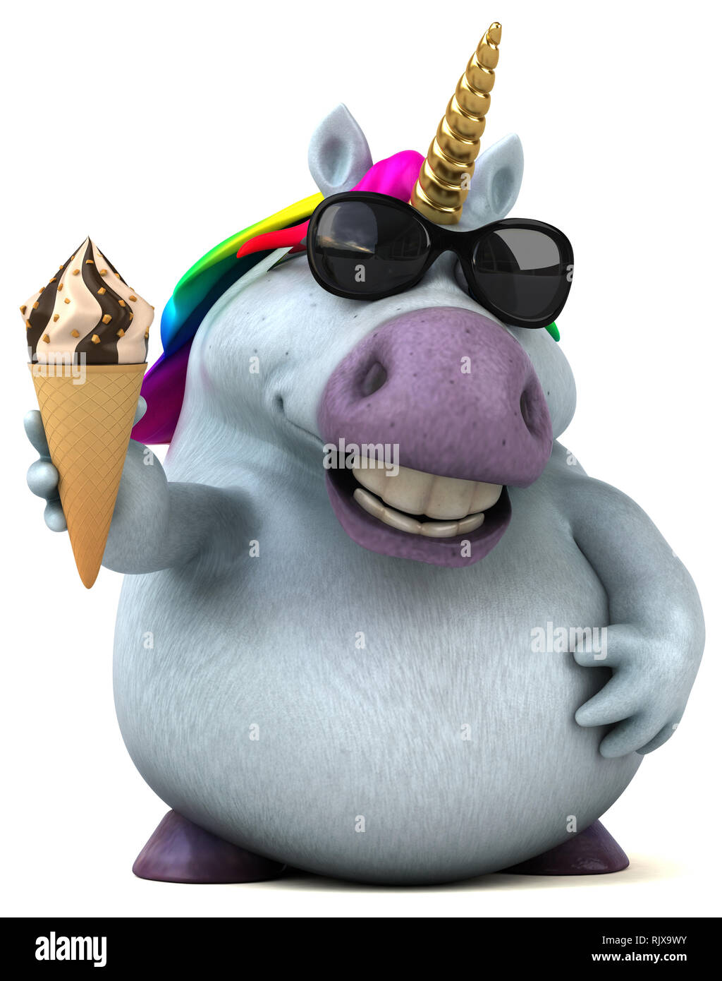 Fun unicorn - 3D Illustration Stock Photo - Alamy