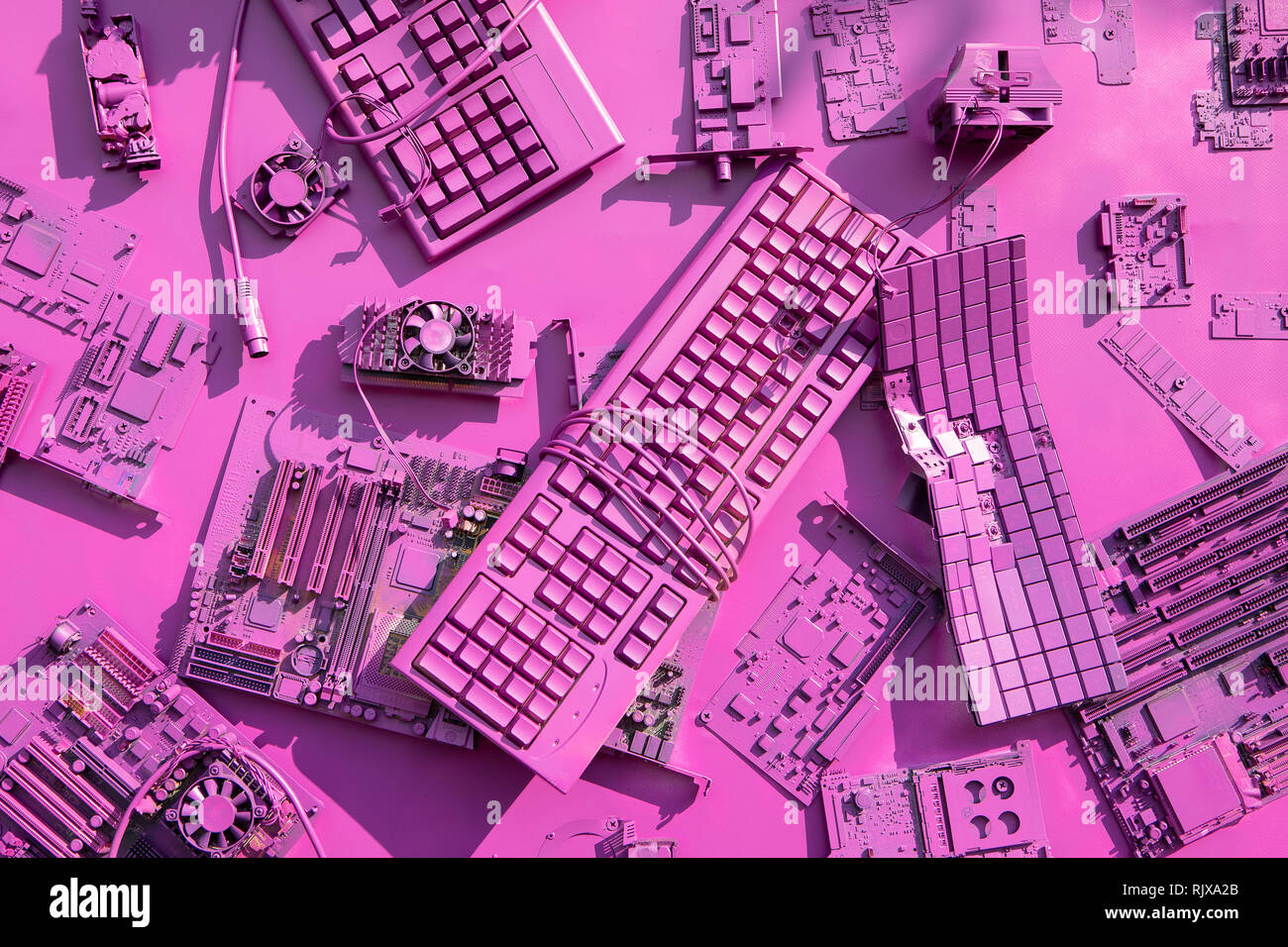 Collage of computer components Stock Photo - Alamy