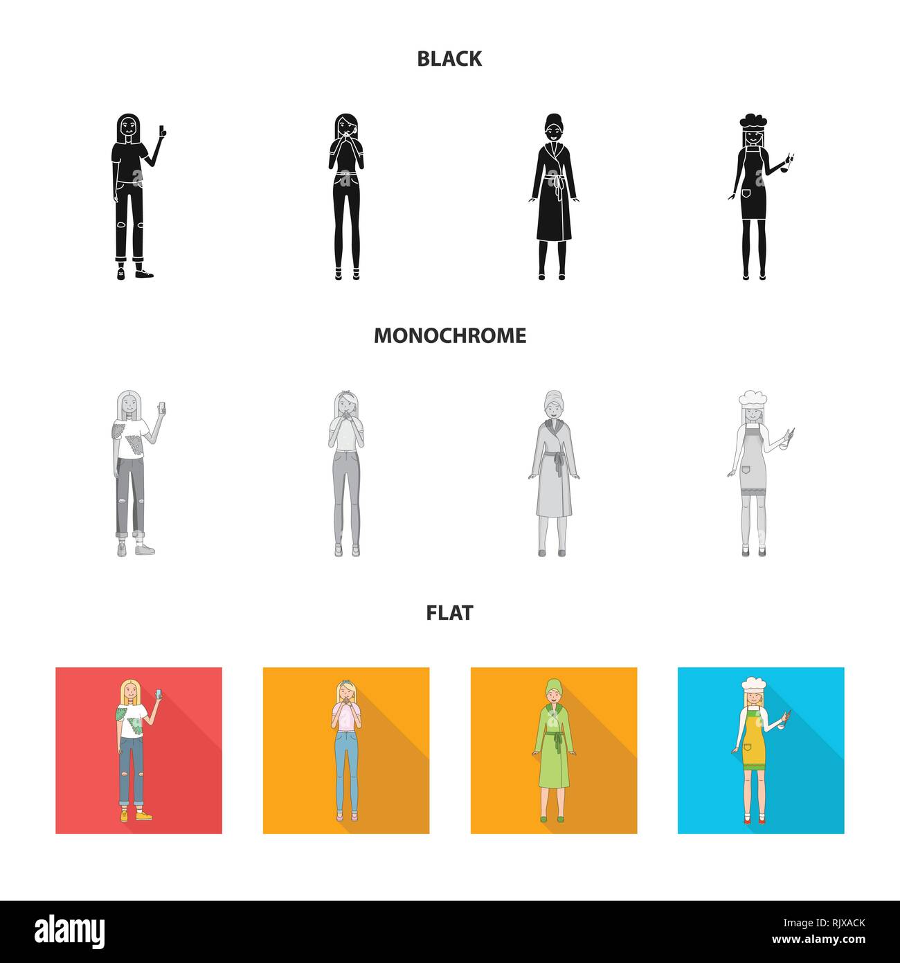 Vector design of posture and mood logo. Set of posture and female ...