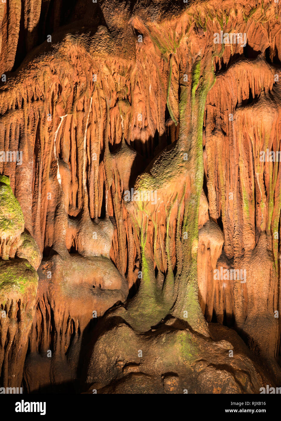 Beautiful cave formations with stalagmites and stalactites deep under ...