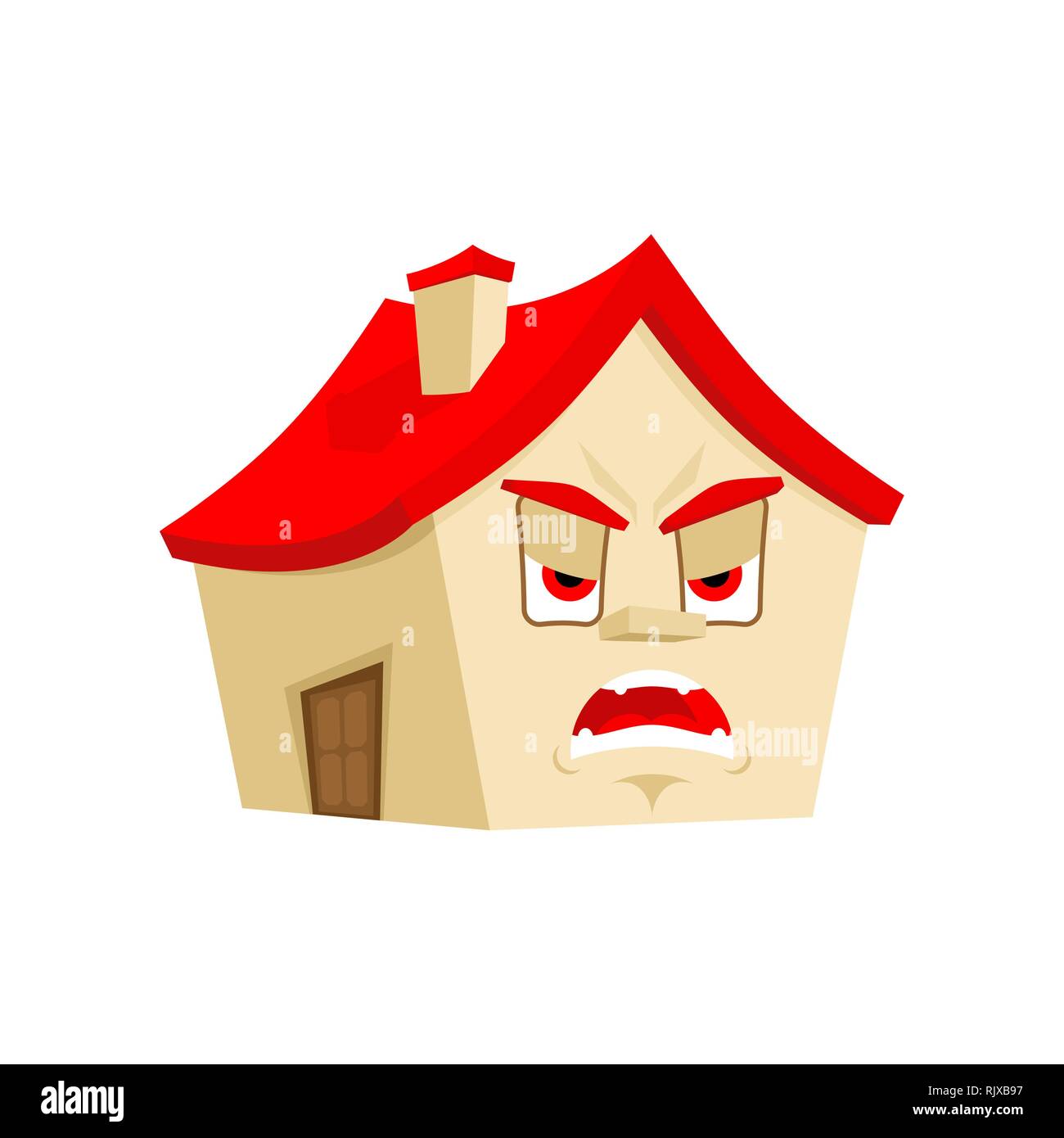 House angry emotion isolated. Evil Home Cartoon Style. Building fierce ...