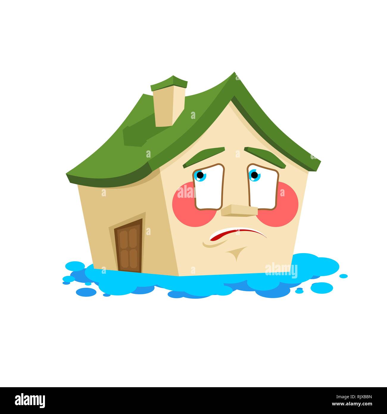 House pee flooded isolated. Crying Home Cartoon Style Vector Stock ...