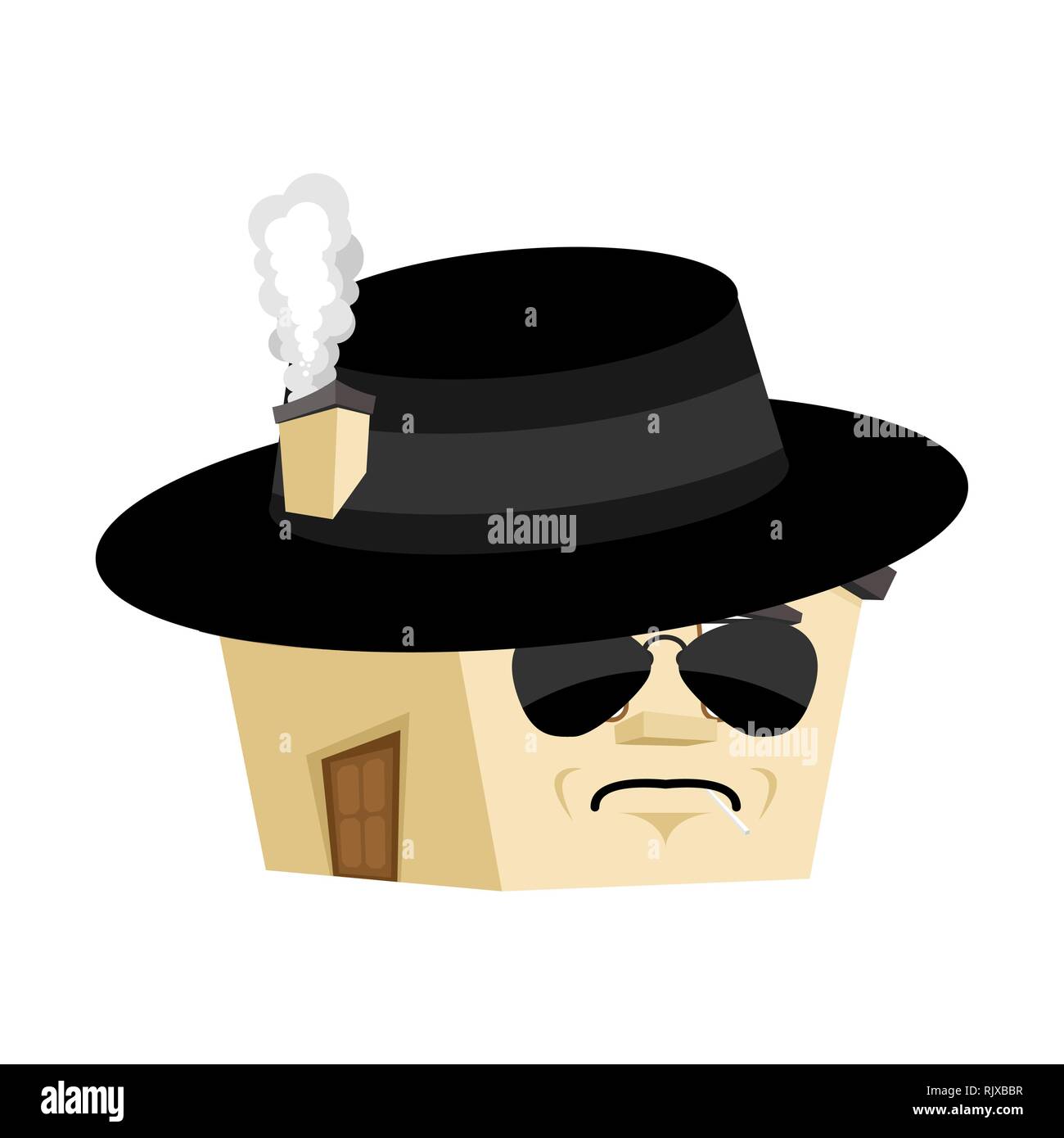 House Spy isolated. Secret agent Home Cartoon Style. Building in Hat ...