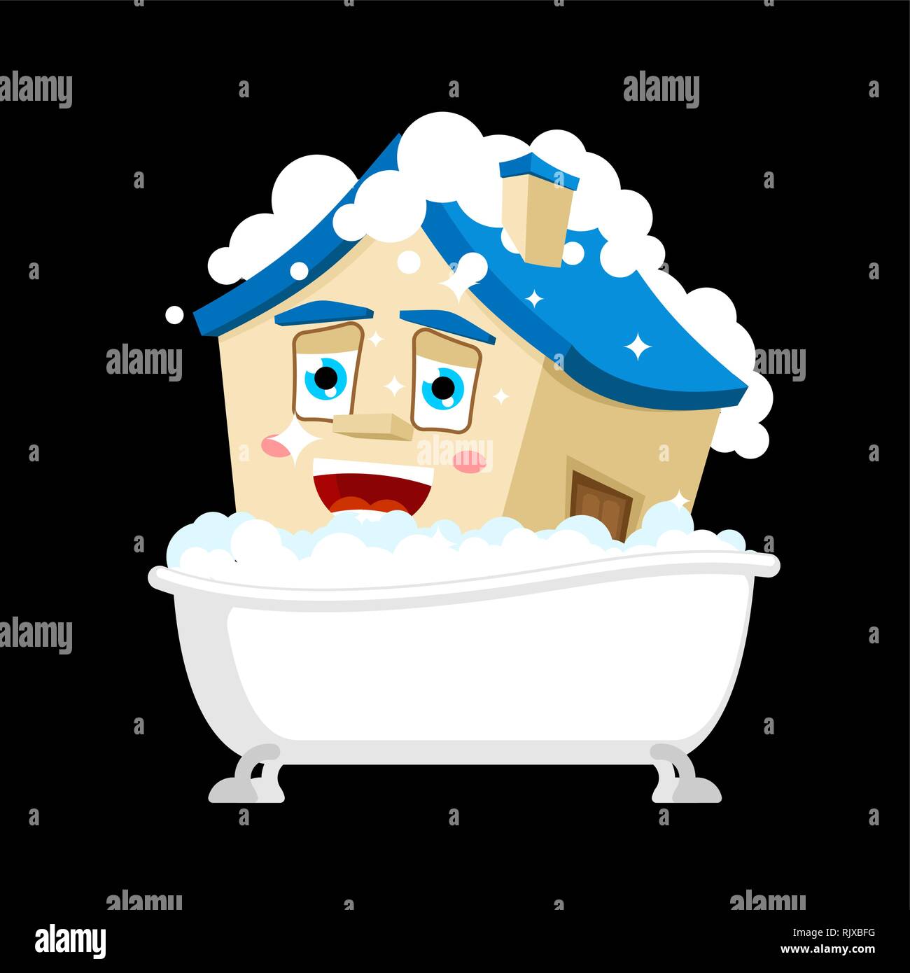 House Clean House in bath isolated. Bathing Home Cartoon Style ...