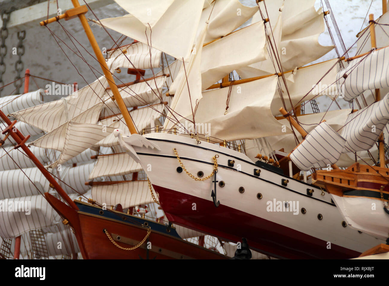 Model of sailboats / Wooden ship toy model Stock Photo - Alamy