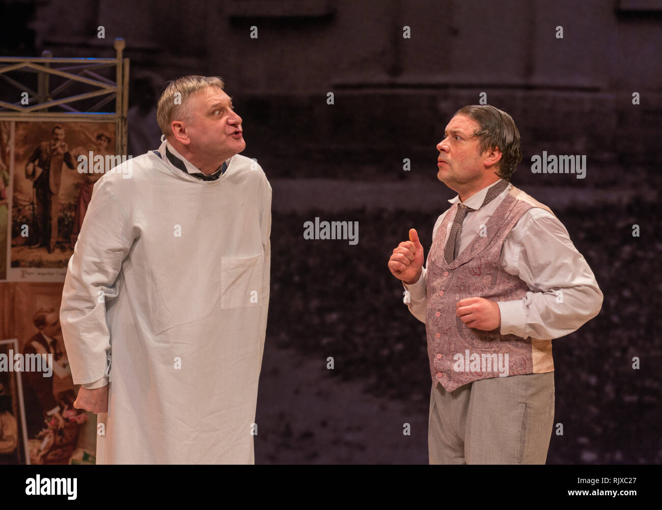 Moscow, Russia - February 24 2014: Actors perform famous Anton Chekhov ...